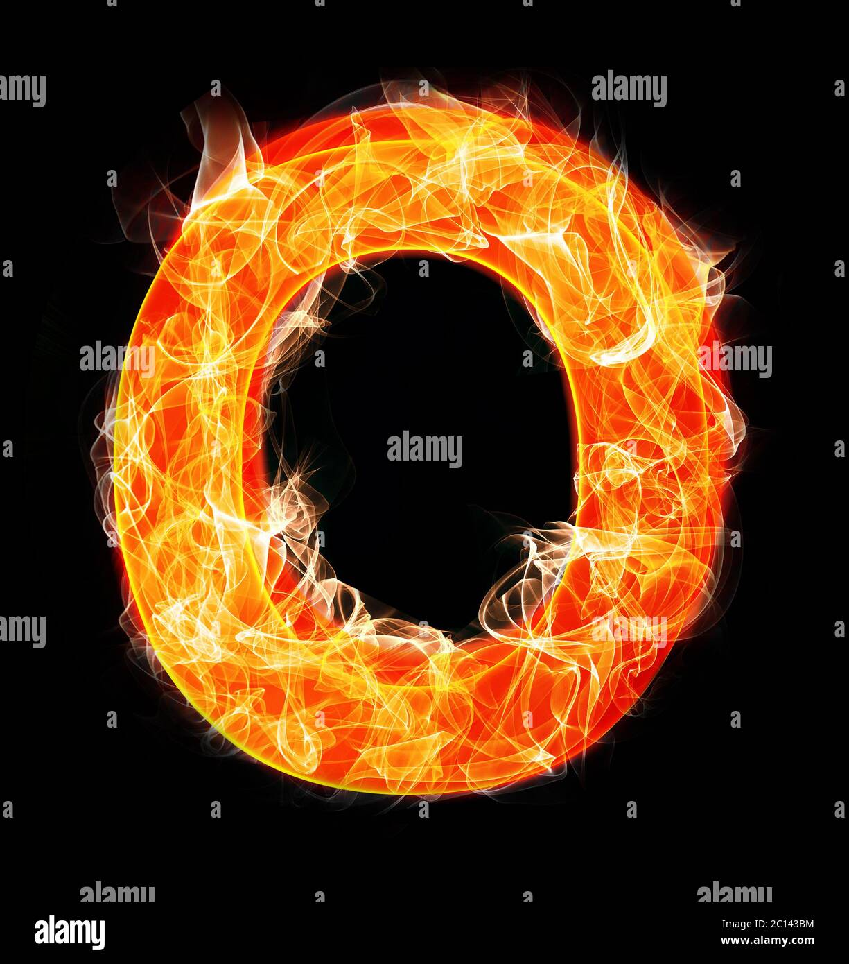 Burning letters as alphabet type O Stock Photo - Alamy