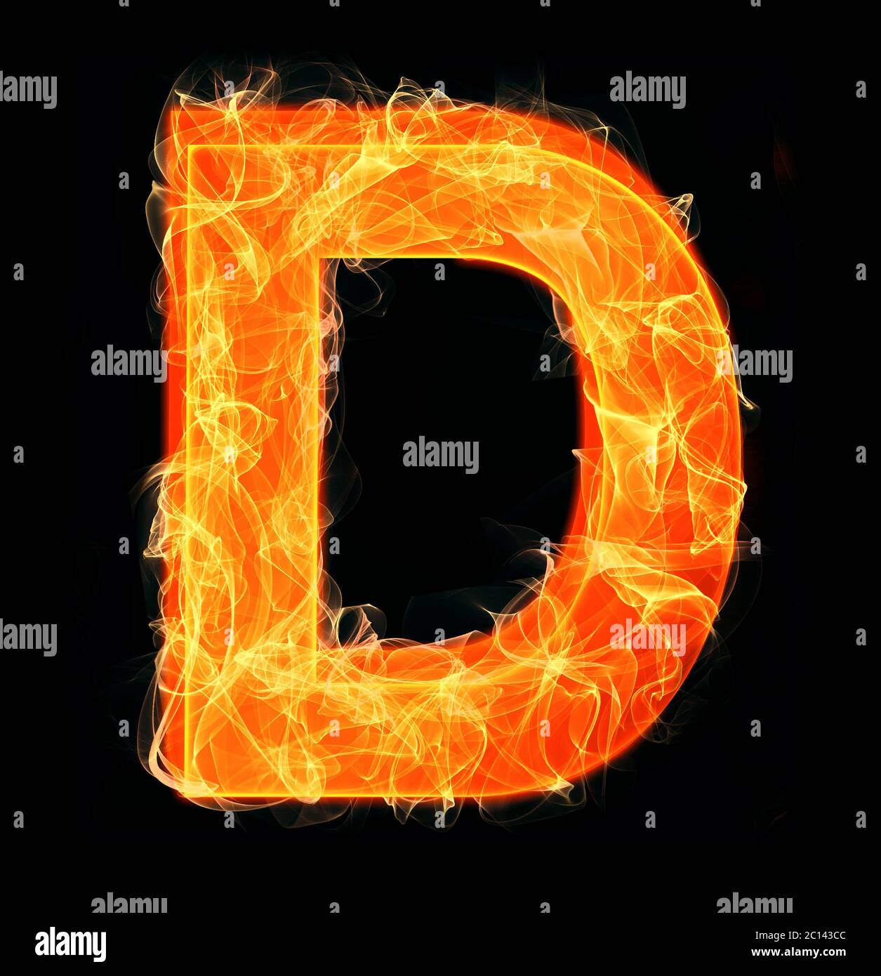 Burning letters as alphabet type D Stock Photo - Alamy