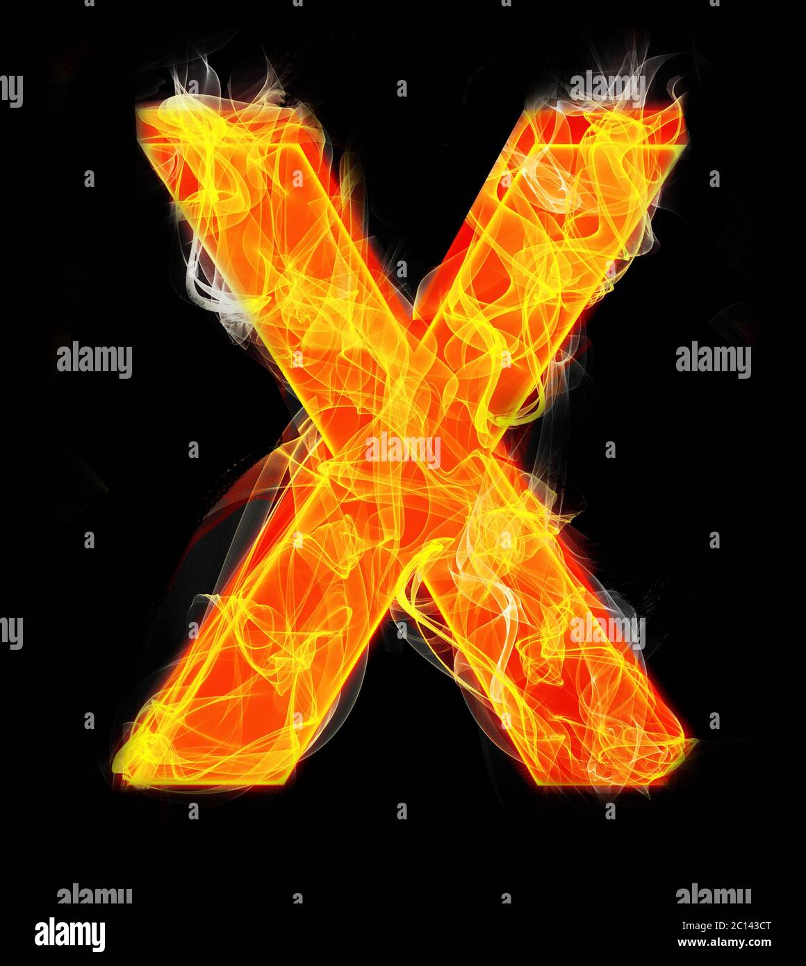 Burning letters as alphabet type X Stock Photo - Alamy