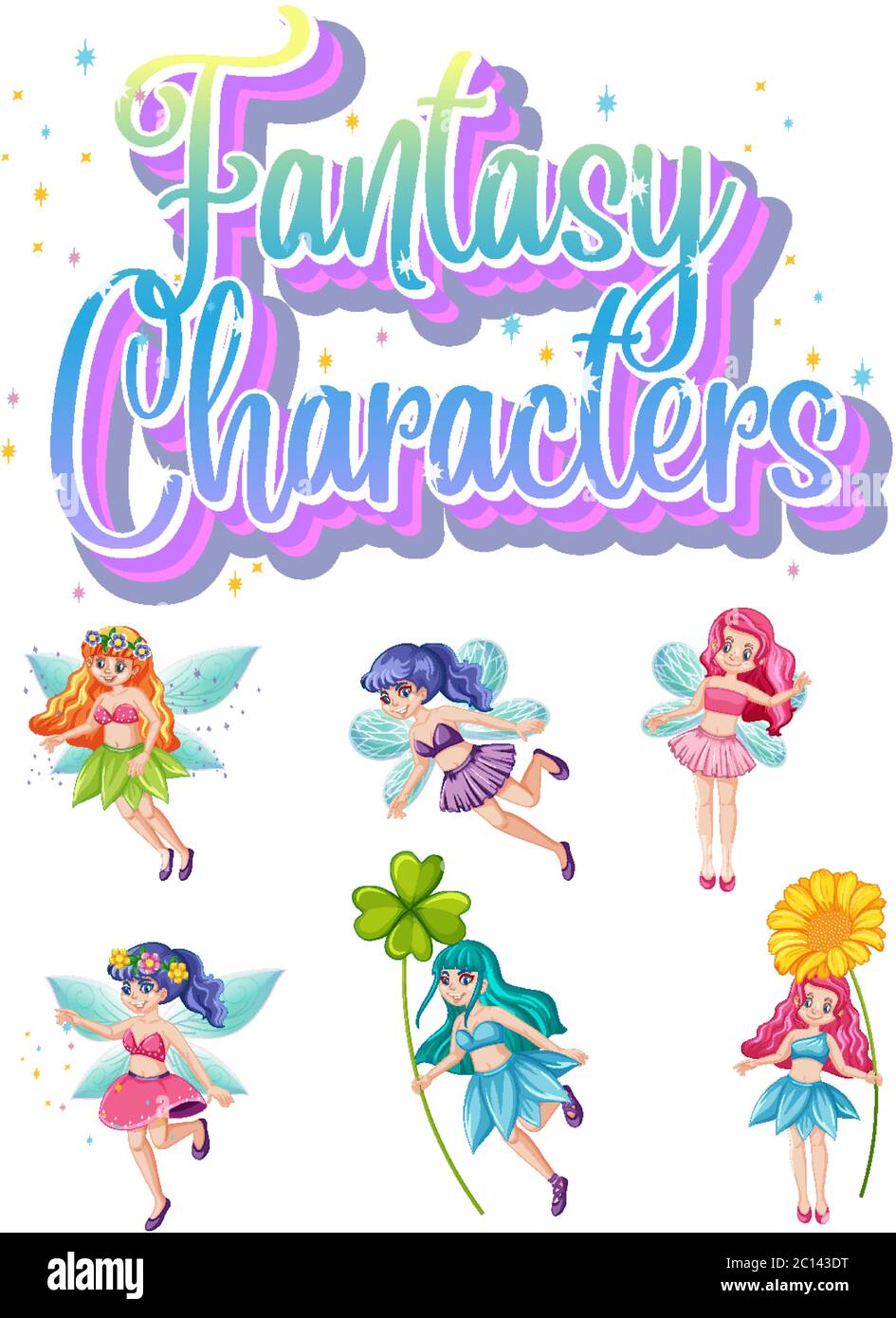 Set of fantasy fairy characters illustration Stock Vector Image & Art ...