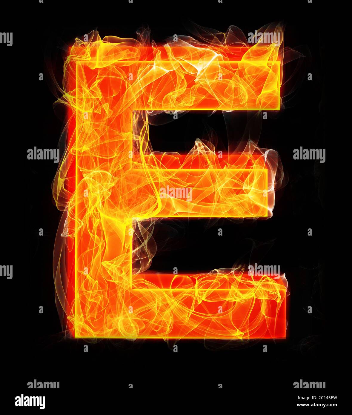 Burning letters as alphabet type E Stock Photo - Alamy