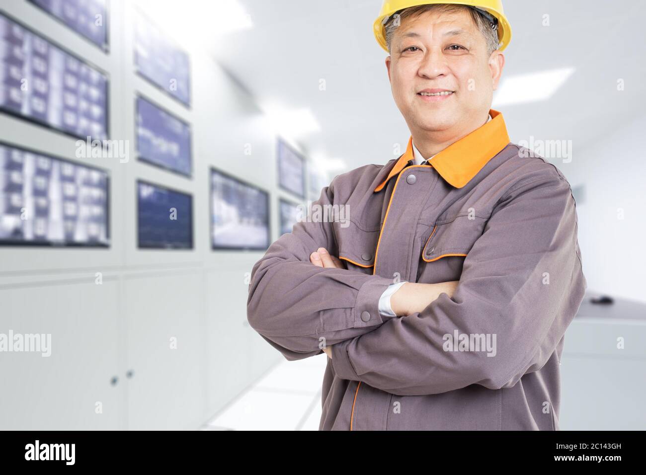 old asian man engineer in modern factory Stock Photo - Alamy