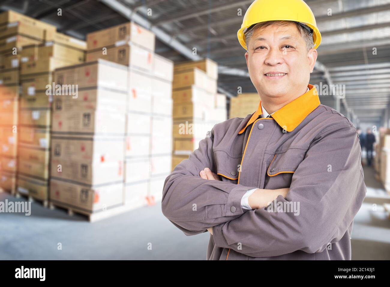 old asian man engineer in modern factory Stock Photo - Alamy