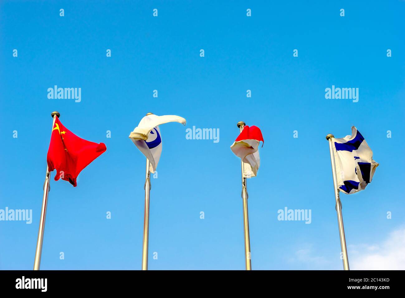 national flags flying in wind Stock Photo - Alamy
