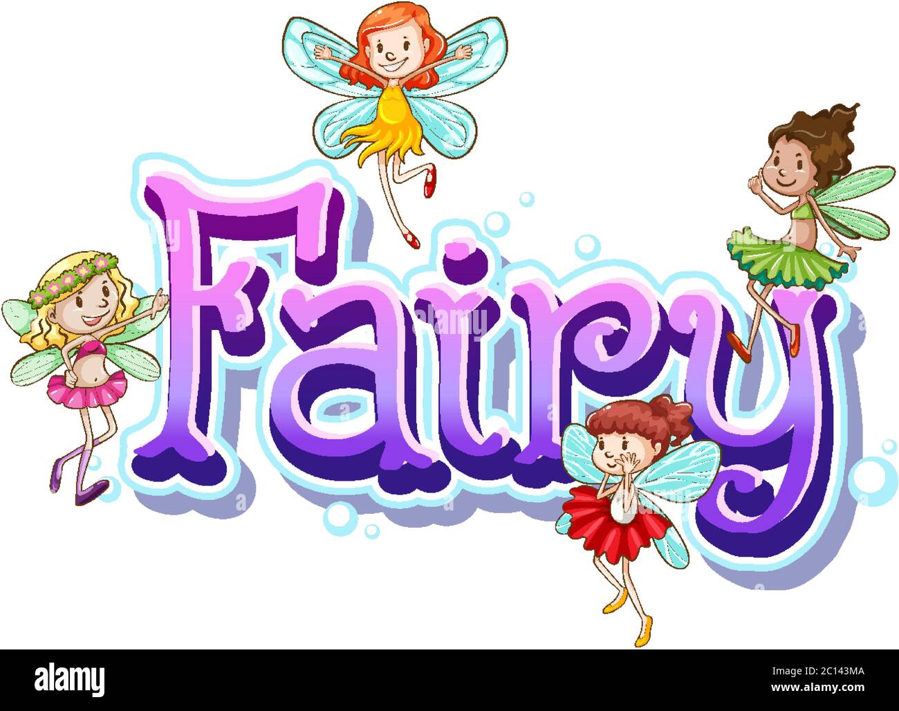 Fairy logo with little fairies on white background illustration Stock ...