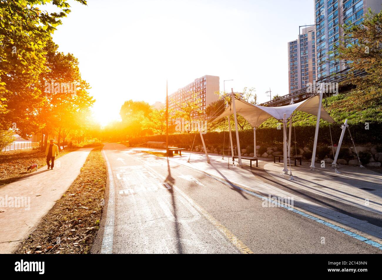 traffic on road in midtown of modern city at sunrise Stock Photo - Alamy