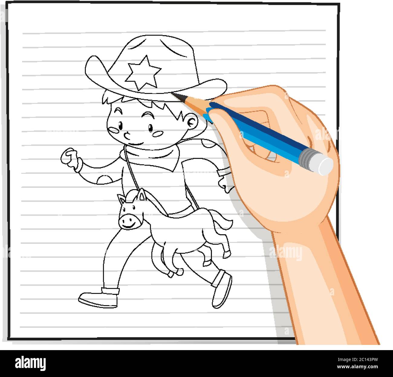 Hand drawing boy outline illustration Stock Vector Image & Art - Alamy