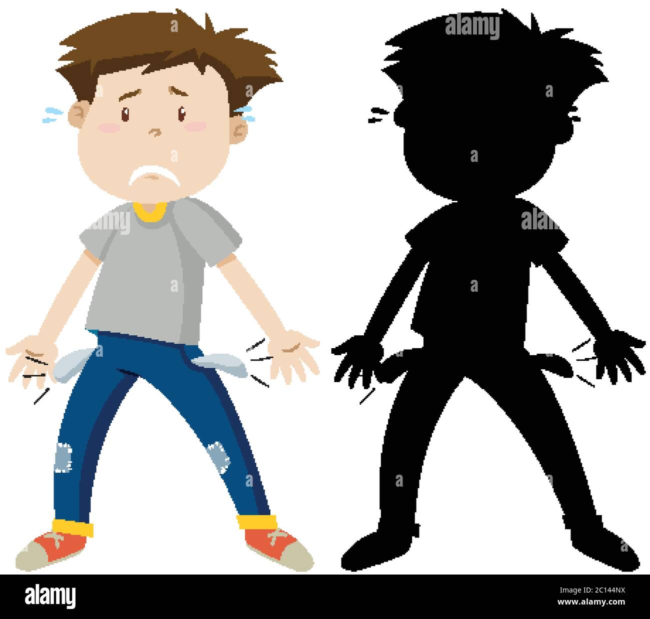 Man sad disappointed with its silhouette illustration Stock Vector ...