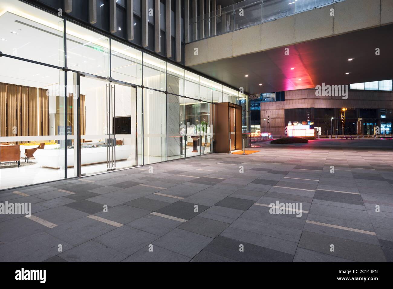 empty brick floor and moodern building in hangzhou Stock Photo - Alamy