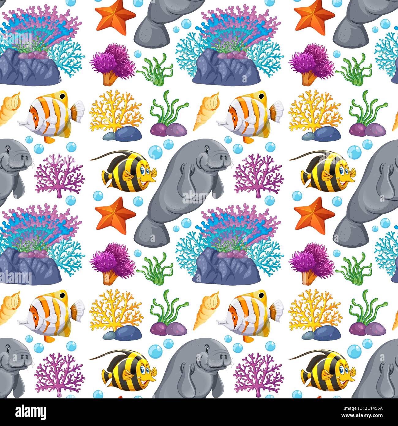 Seamless background design with sea creatures illustration Stock Vector ...