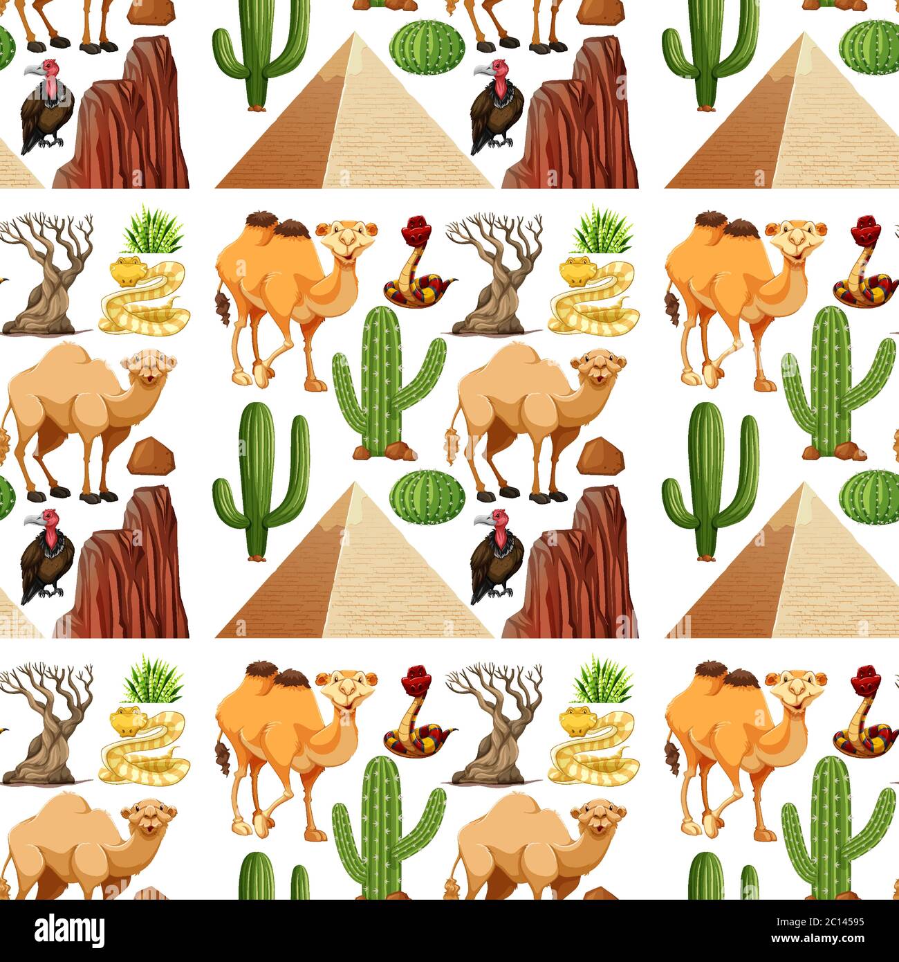 Desert animal group seamless pattern illustration Stock Vector Image ...