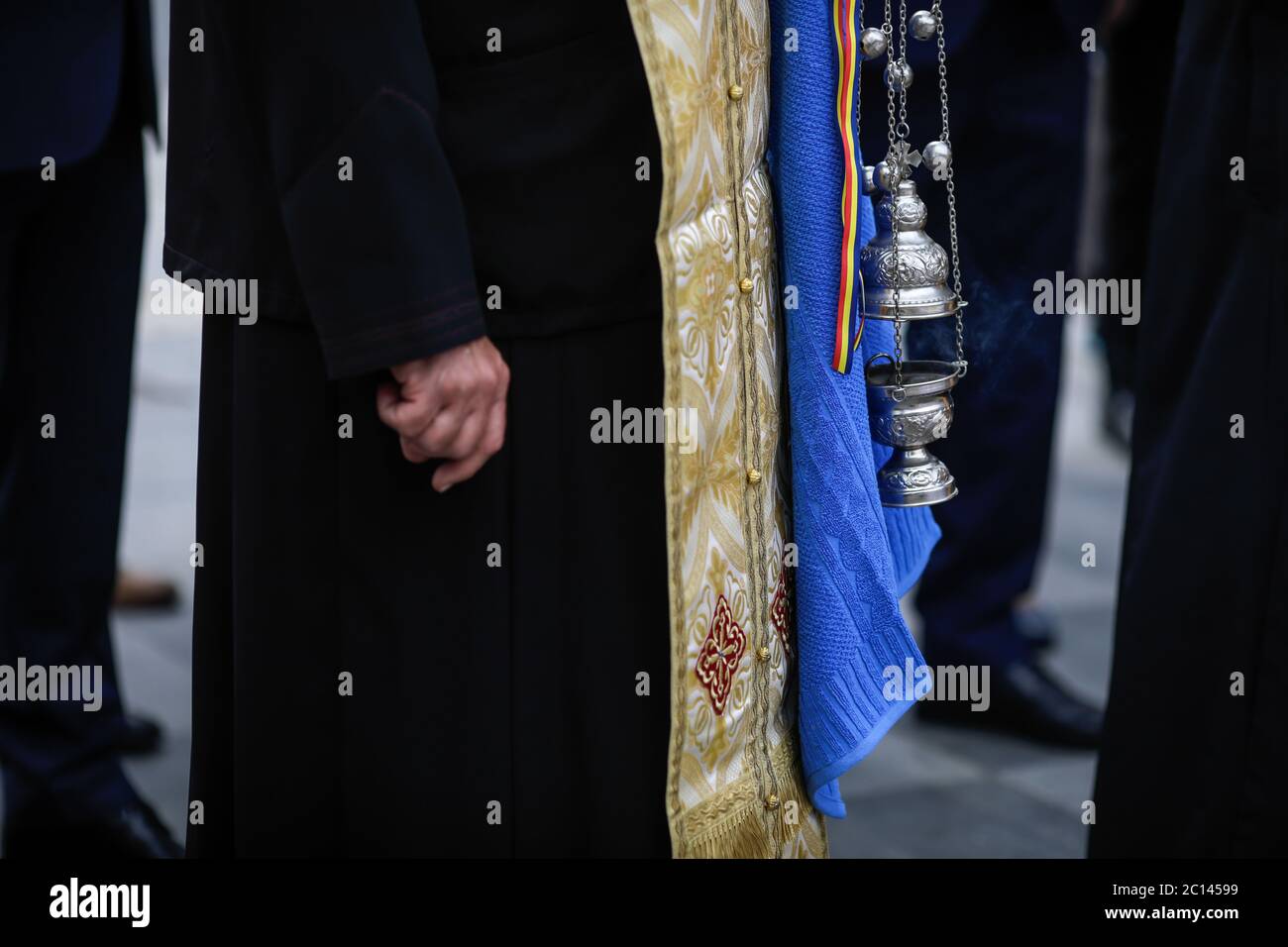 Details with a metallic christian orthodox frankincense burner, or ...