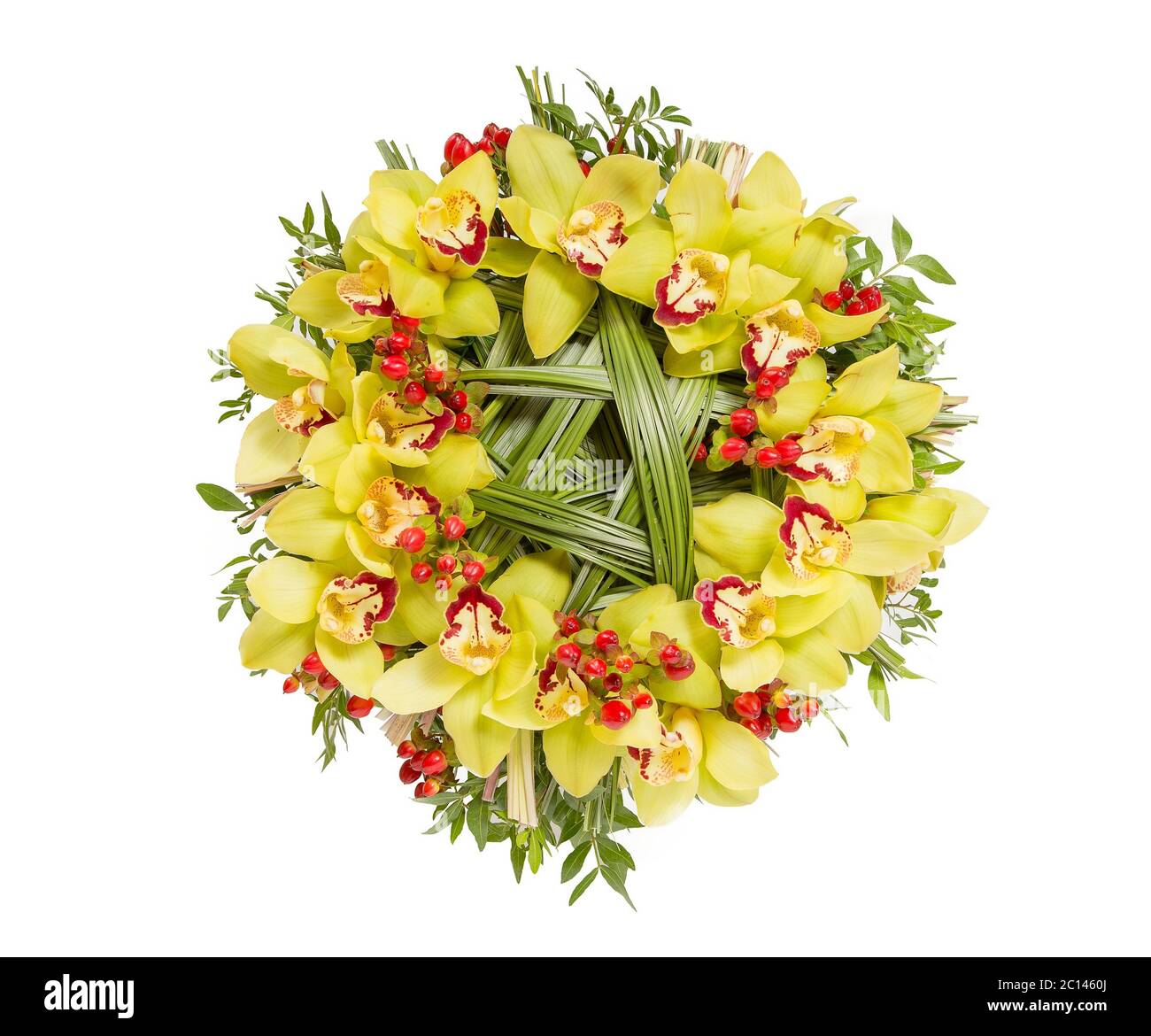 Bouquet of flowers top view on white background Stock Photo - Alamy