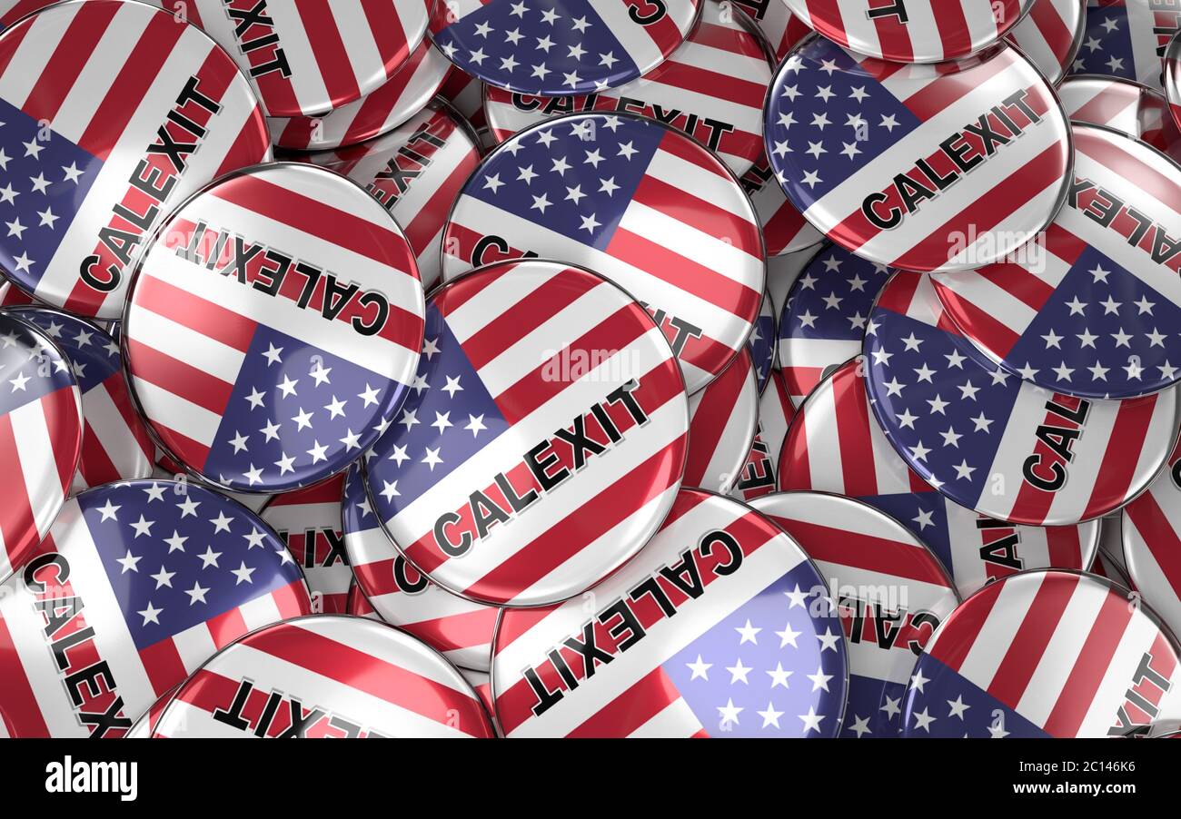 Large pile of Calexit Badges Stock Photo - Alamy