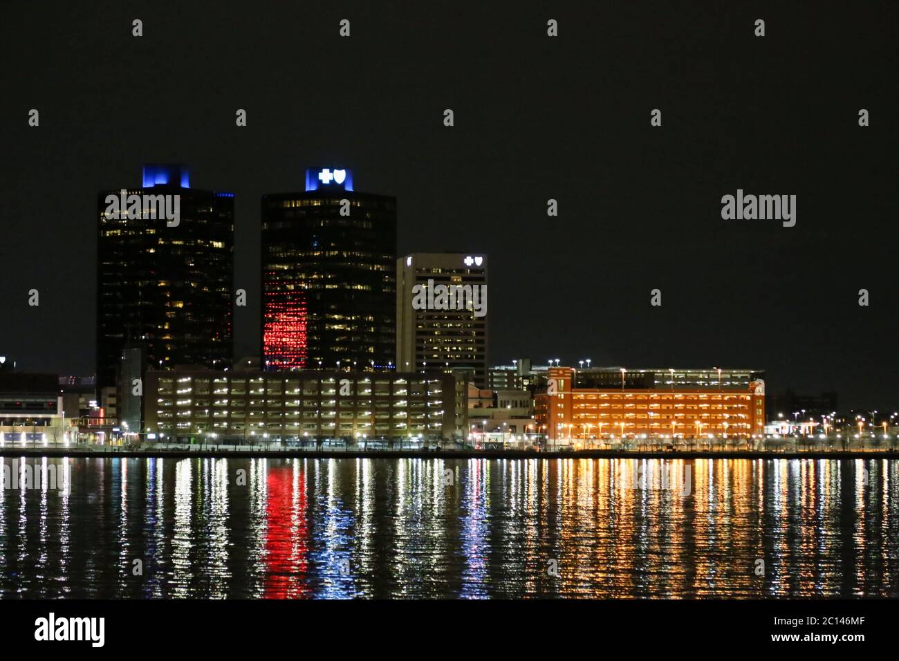 Detroit skyline night hi-res stock photography and images - Alamy