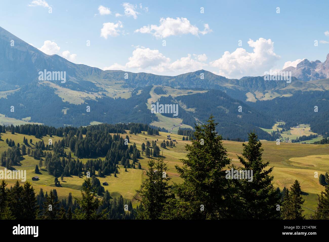 Mountain panoramas from the Alpe di Siusi, Trentino Alto Adige, Italy ...