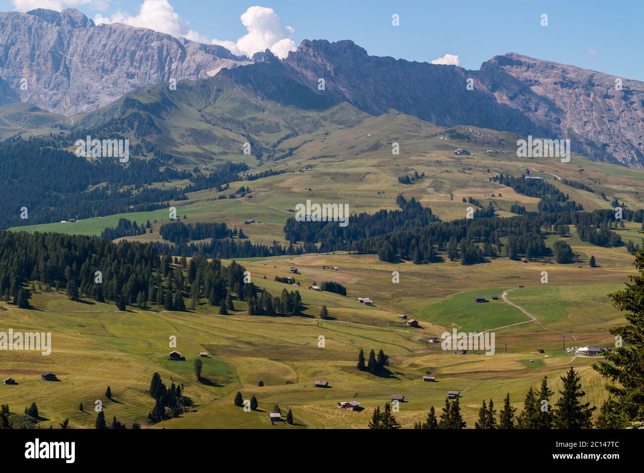 Mountain panoramas from the Alpe di Siusi, Trentino Alto Adige, Italy ...