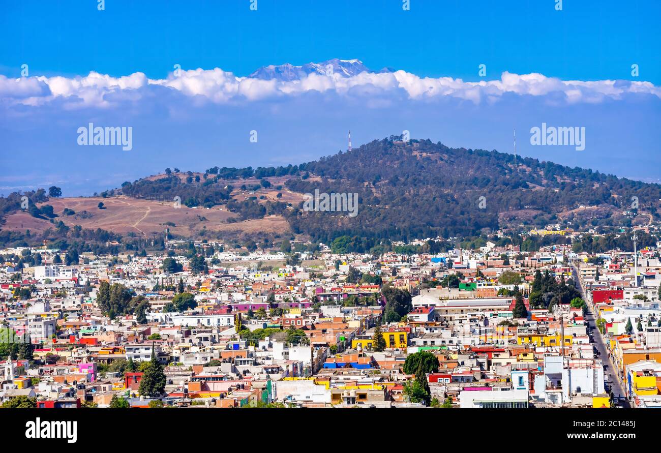 Overlook Cityscape Shops Restaurants Snow Topped Iztaccihuatl Volcano ...