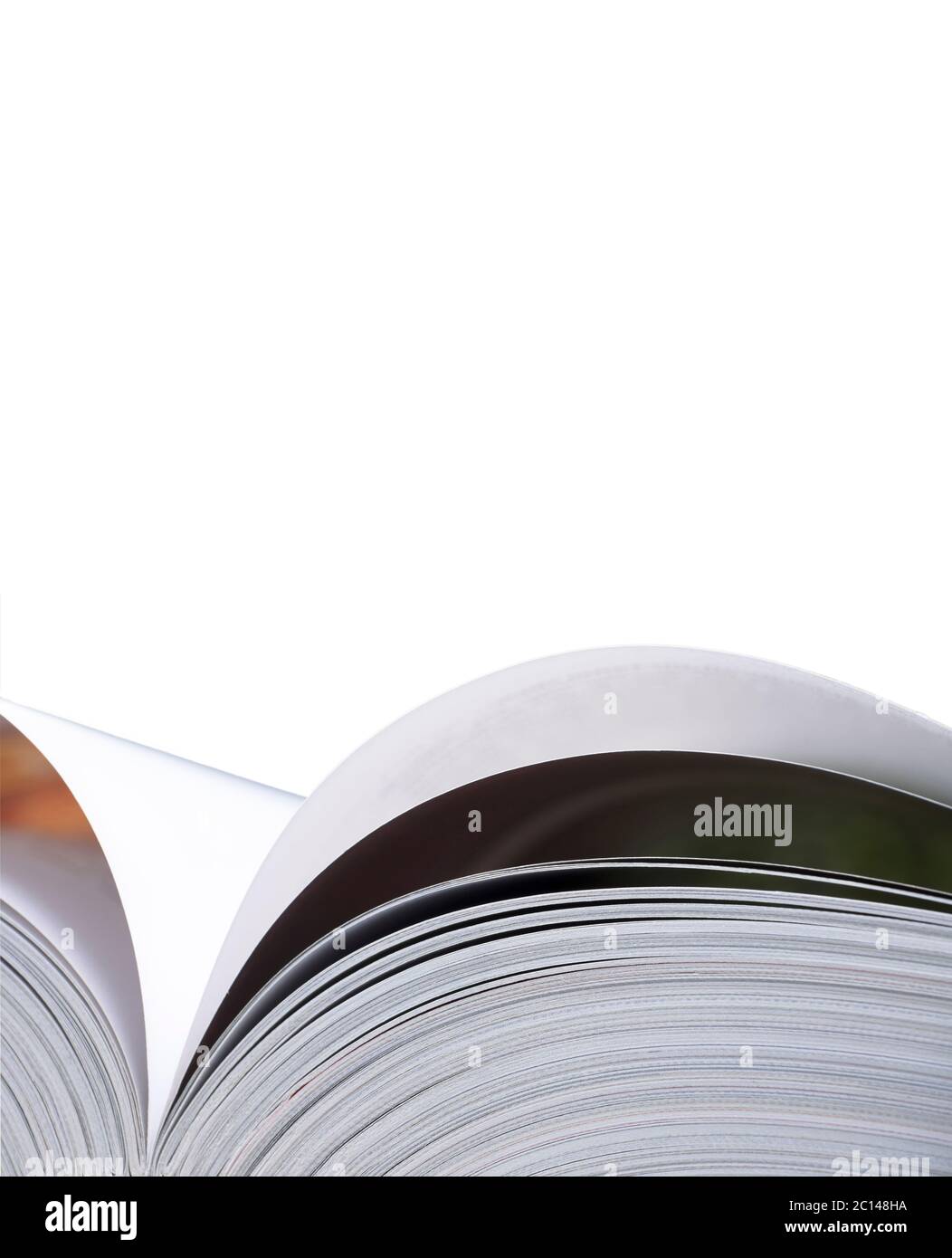 Open book on white background. Space for text on isolated white area ...