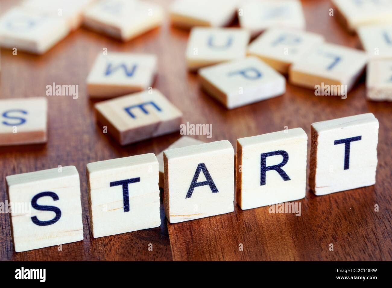 start business letters placed on a desk in precious wood Stock Photo ...