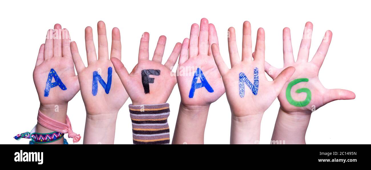 Children Hands Building Word Anfang Means Beginning, Isolated ...