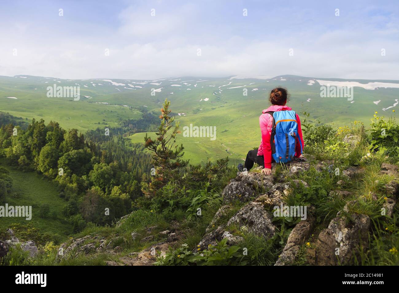 Hiker backpack relaxing on top hi-res stock photography and images - Alamy