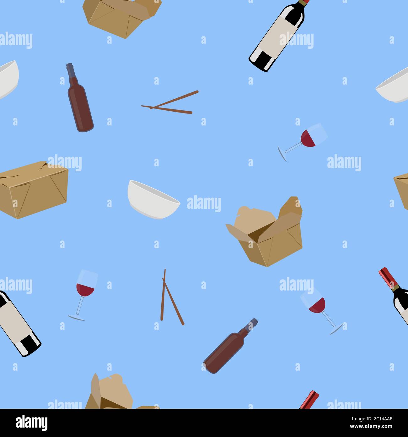 Vector Illustration Take Away Food and Drink Seamless Pattern or ...