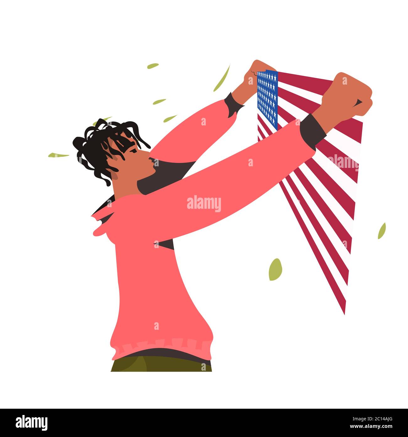 african american man holding usa flag black lives matter campaign ...