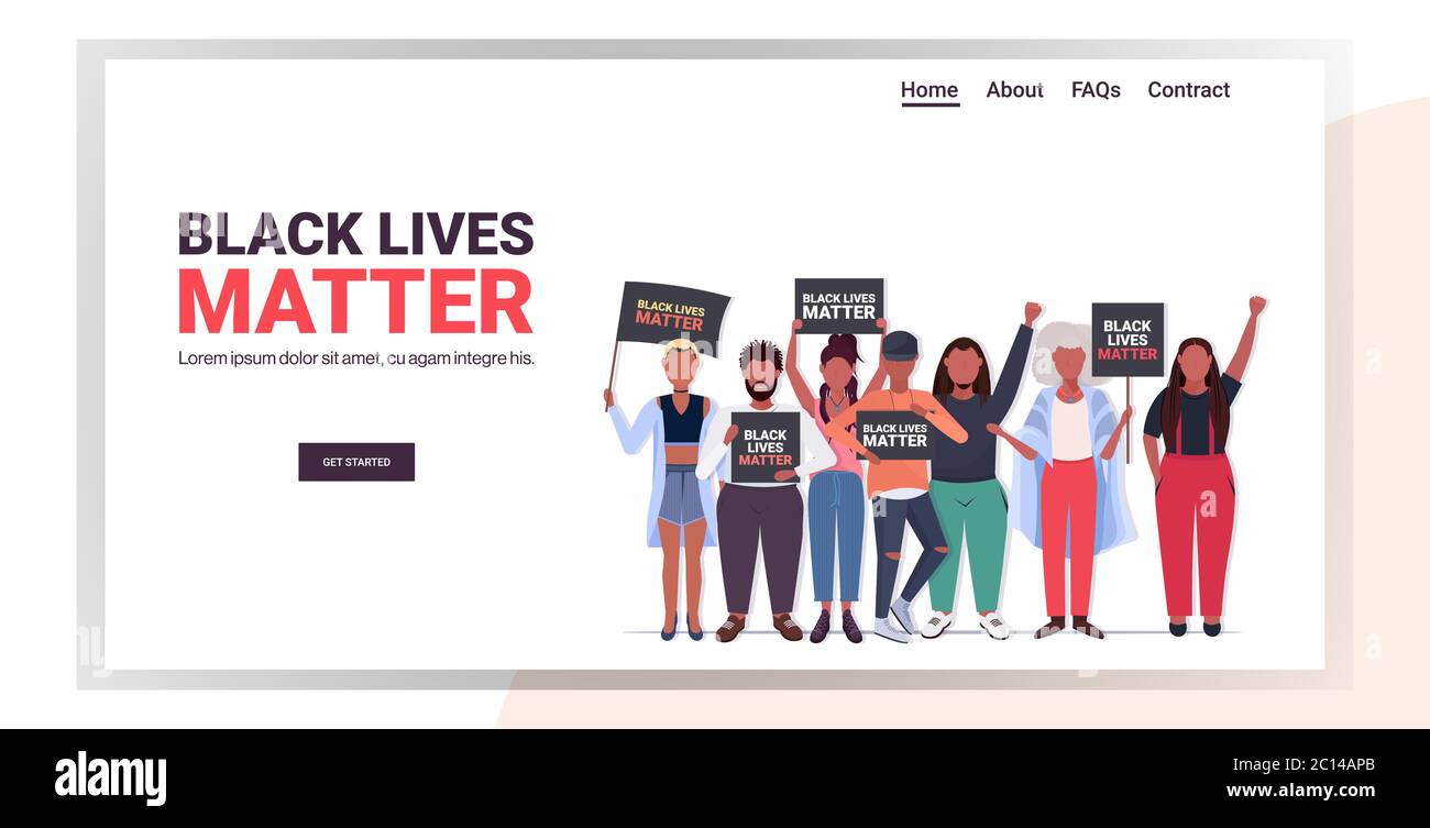 african american protesters with black lives matter banners awareness ...