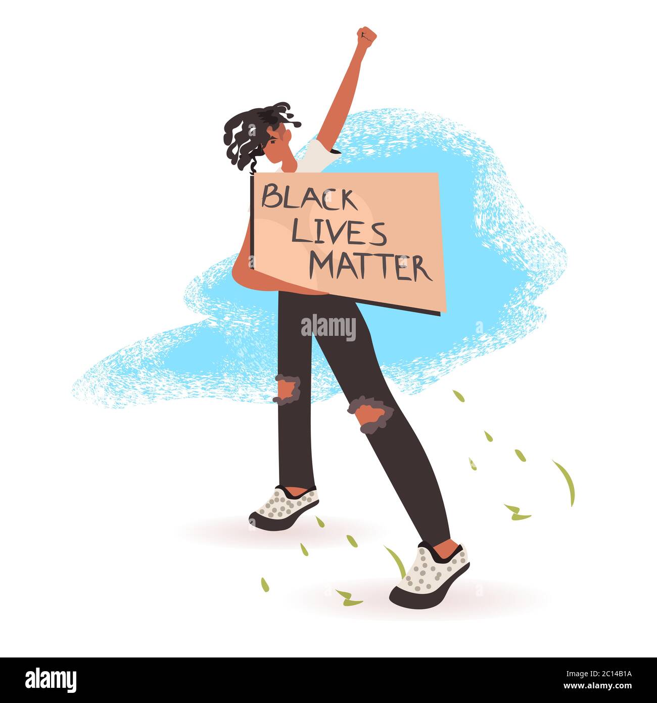 african american man holding black lives matter banner campaign against ...