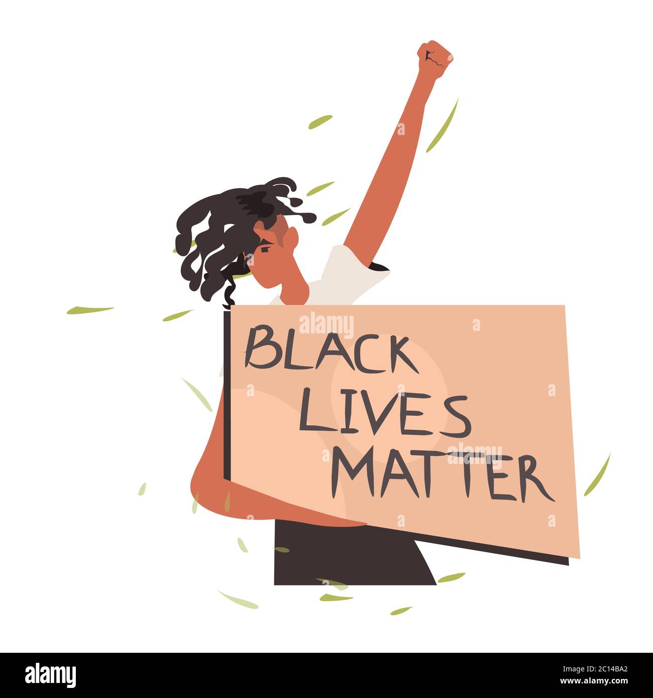 african american woman holding black lives matter banner campaign ...