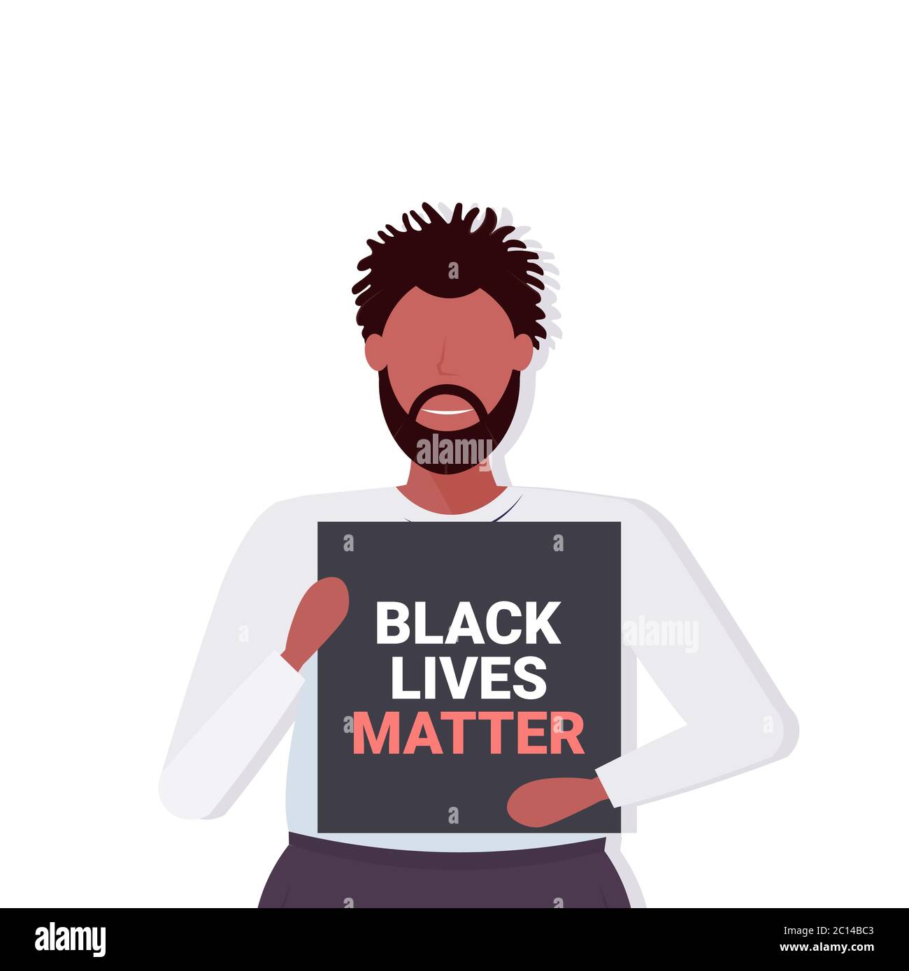 african american man holding black lives matter banner awareness ...