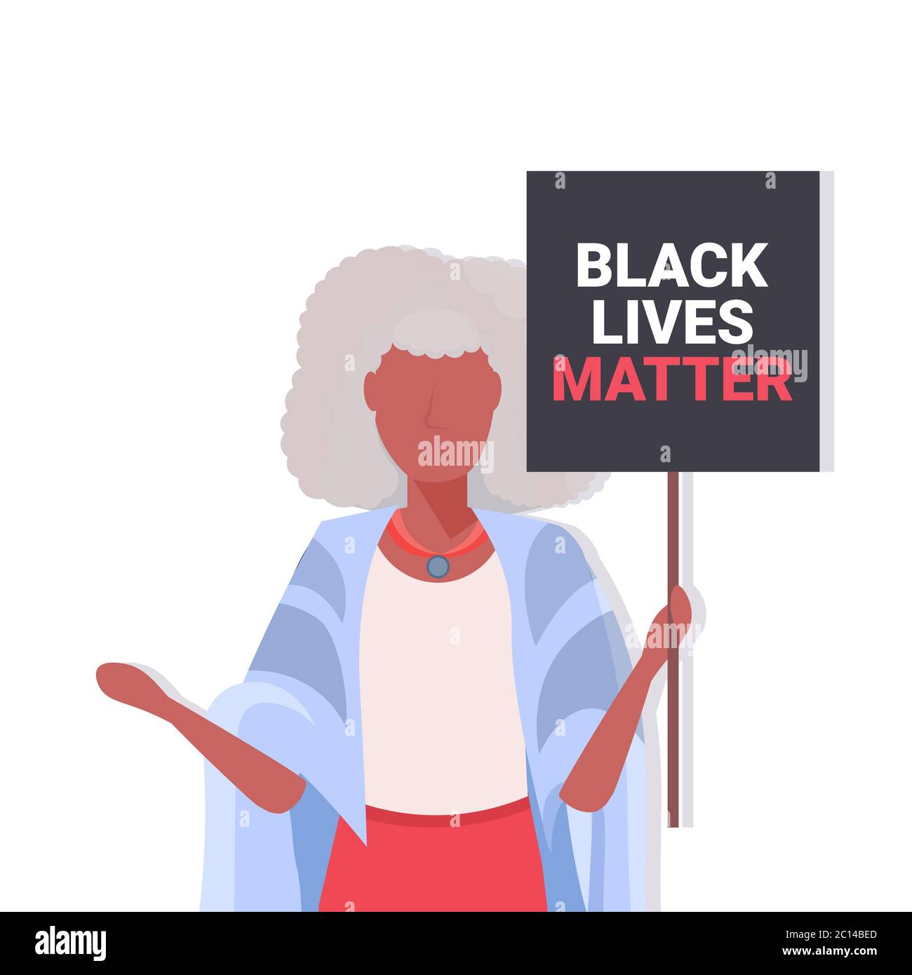 senior african american woman holding black lives matter banner ...