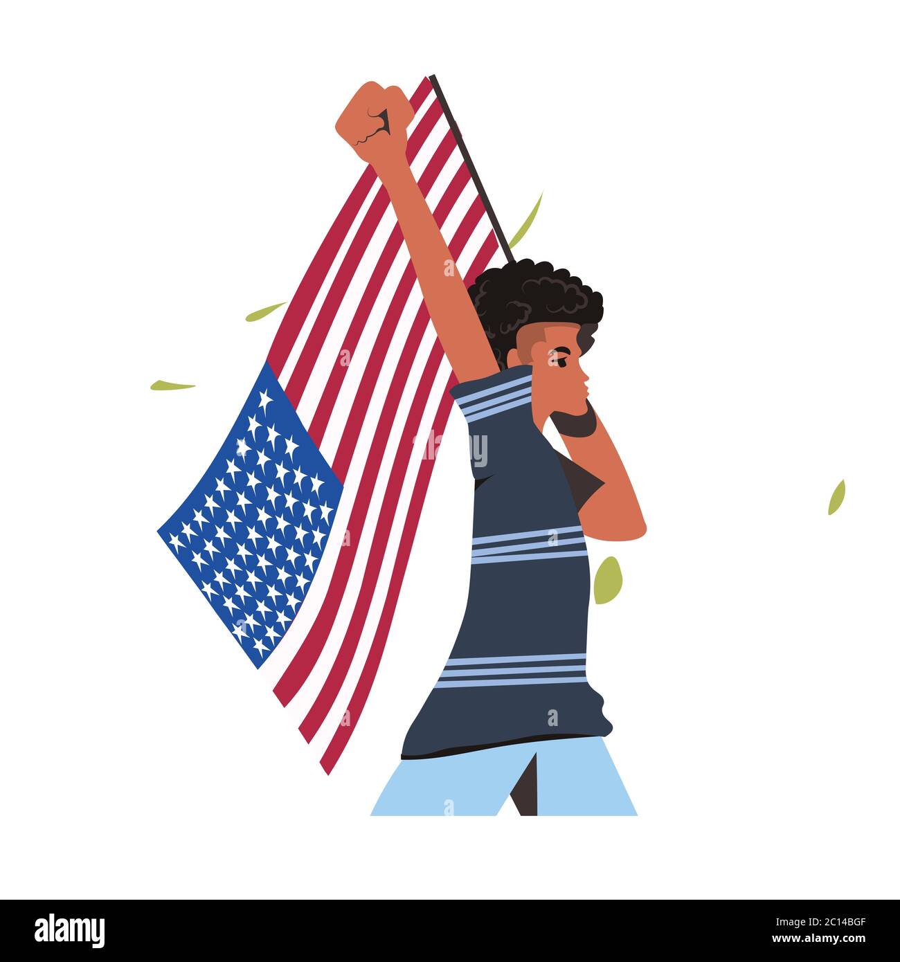 african american woman holding usa flag black lives matter campaign ...