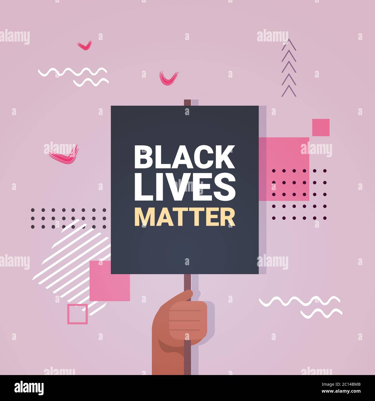 hand holding black lives matter banner awareness campaign against ...