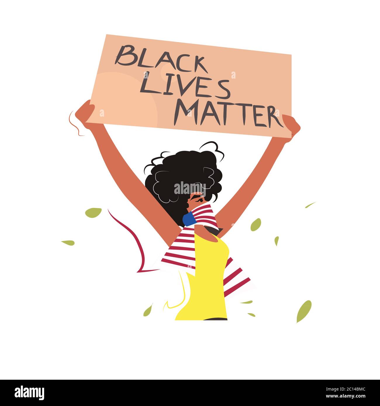 african american woman holding black lives matter banner campaign ...