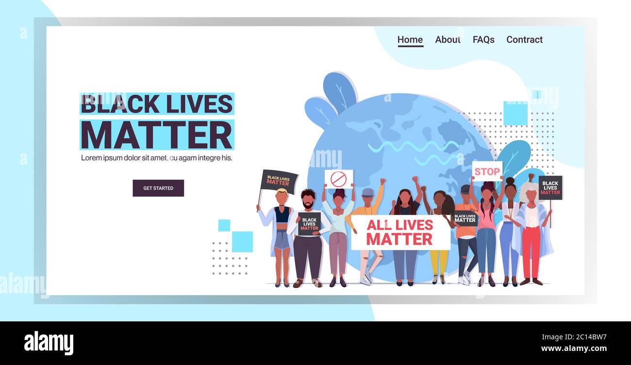 african american protesters with black lives matter banners awareness ...