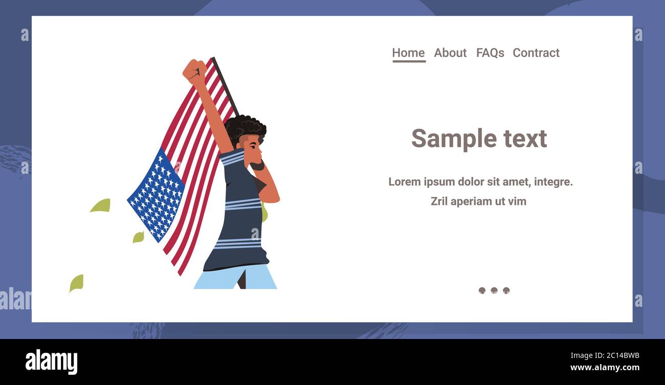 african american woman holding usa flag black lives matter campaign ...