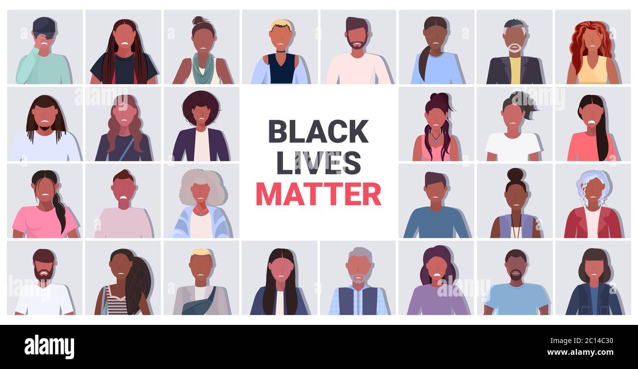 set african american people avatars black lives matter awareness ...