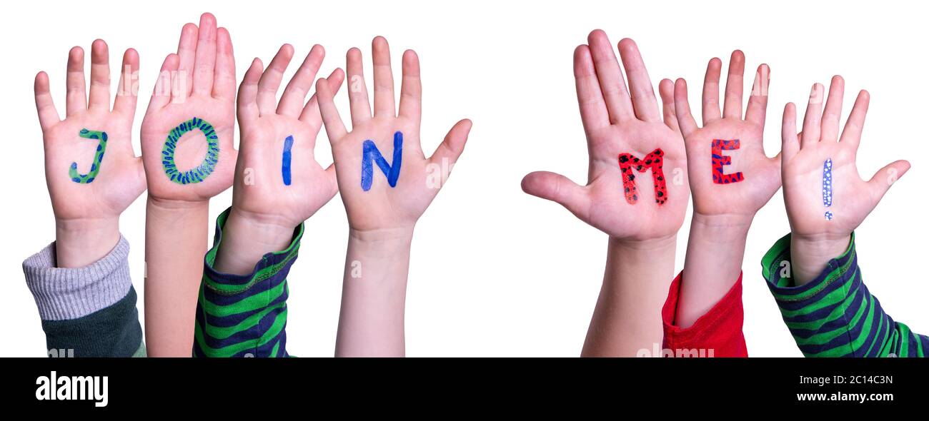 Children Hands Building Word Join Me, Isolated Background Stock Photo ...