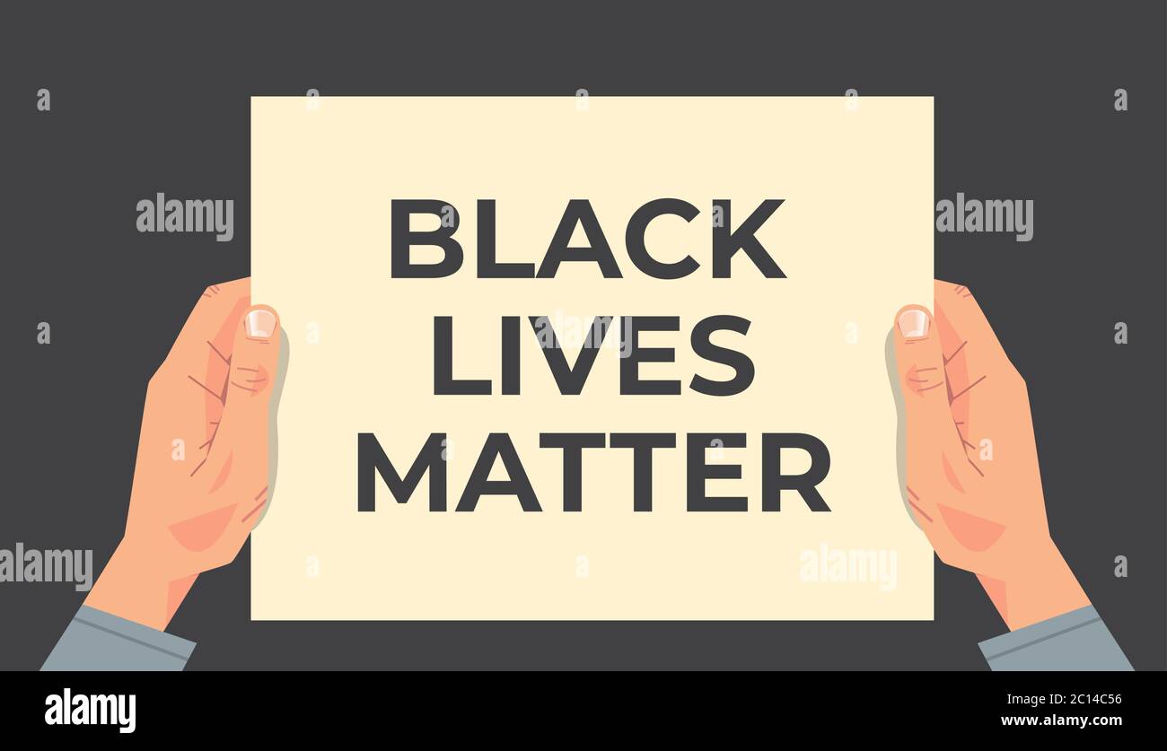 hands holding black lives matter banner awareness campaign against ...