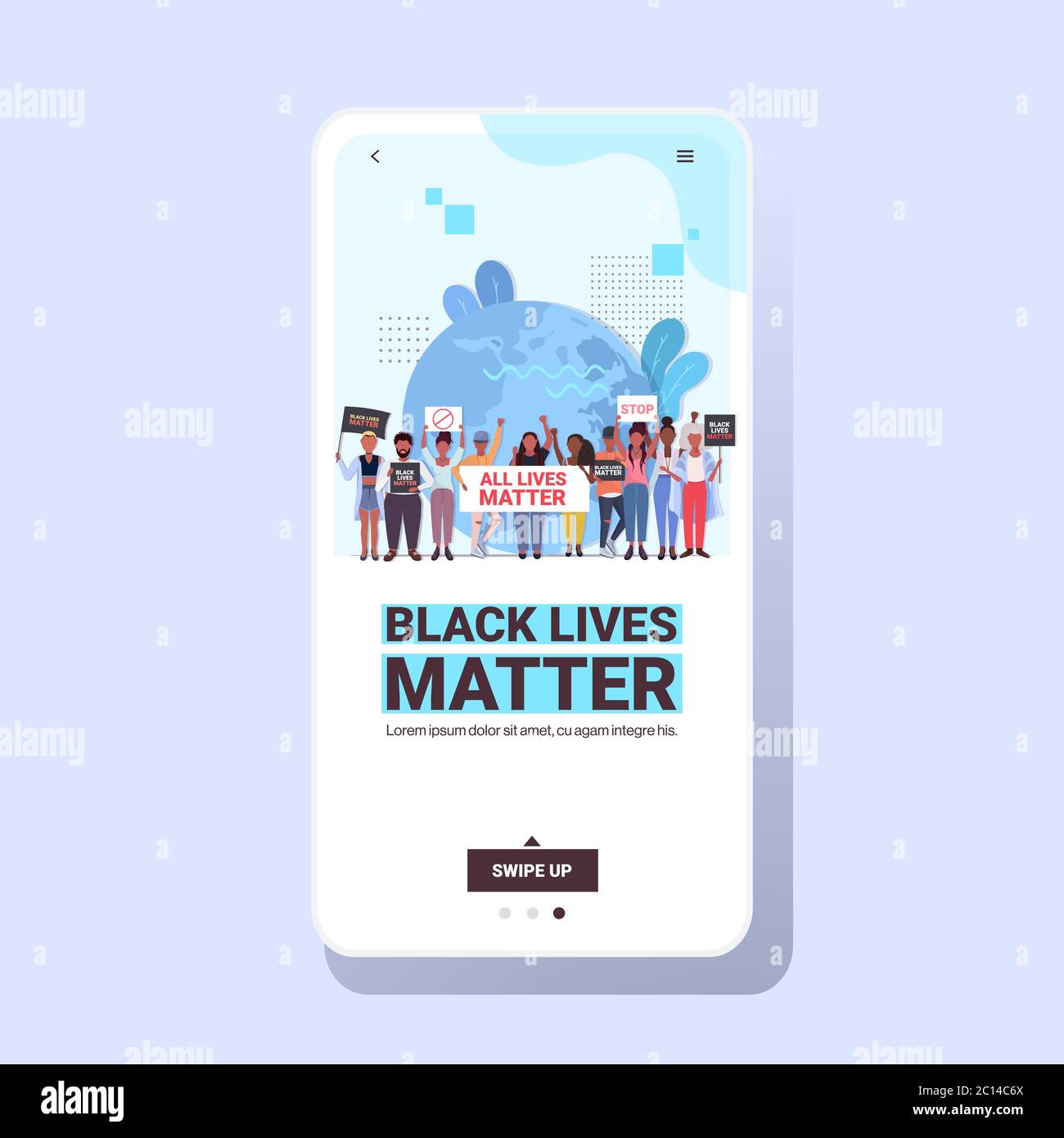 african american protesters with black lives matter banners awareness ...