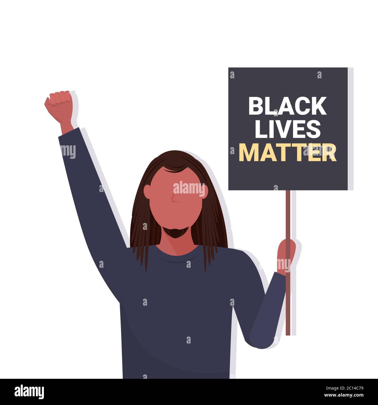 african american man holding black lives matter banner awareness ...