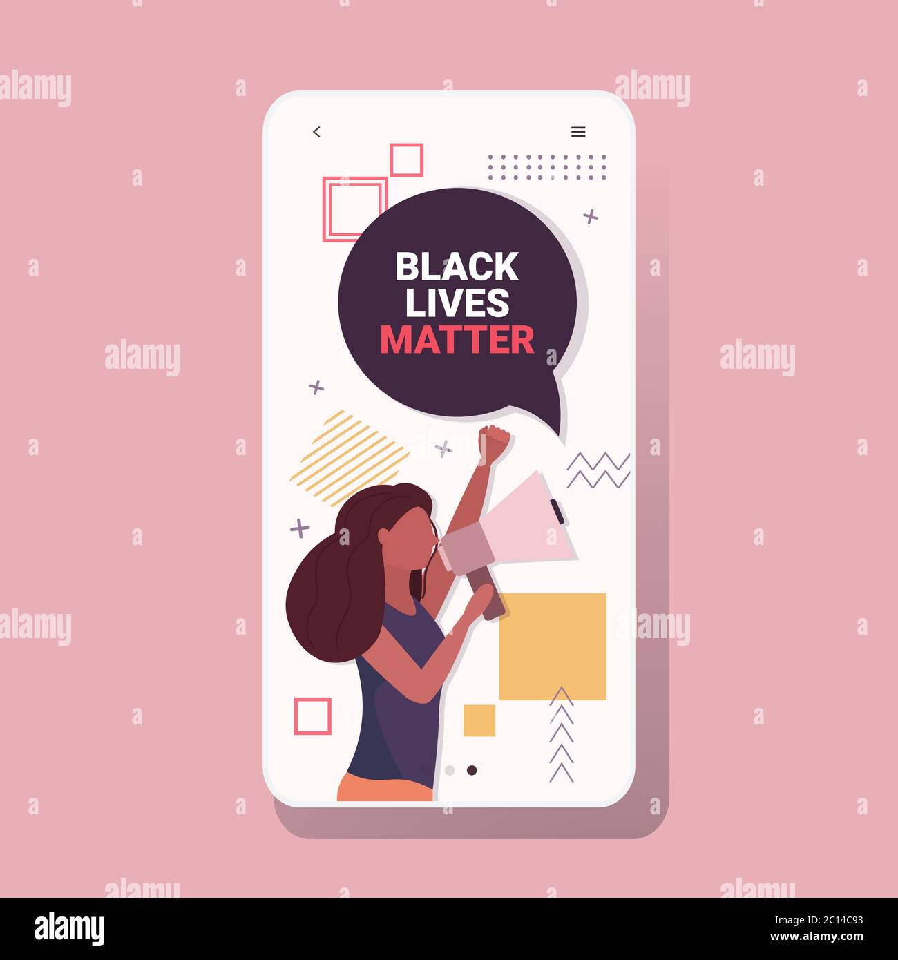 african american woman shouting in loudspeaker black lives matter ...