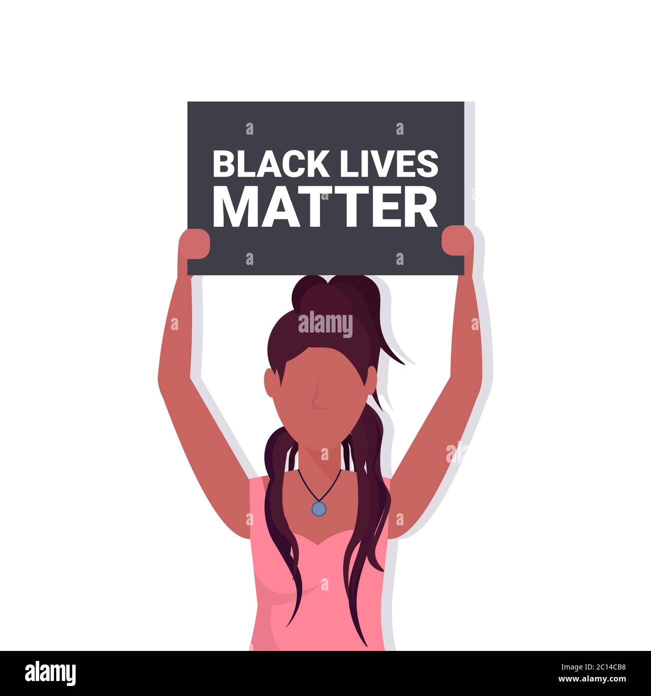 african american woman holding black lives matter banner awareness ...
