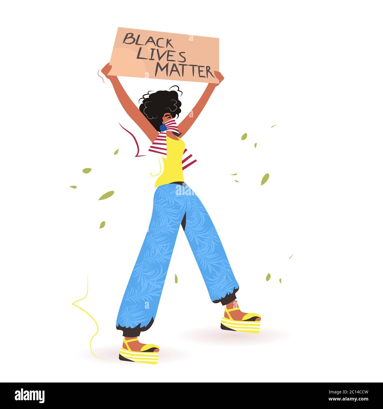 african american woman holding black lives matter banner campaign ...