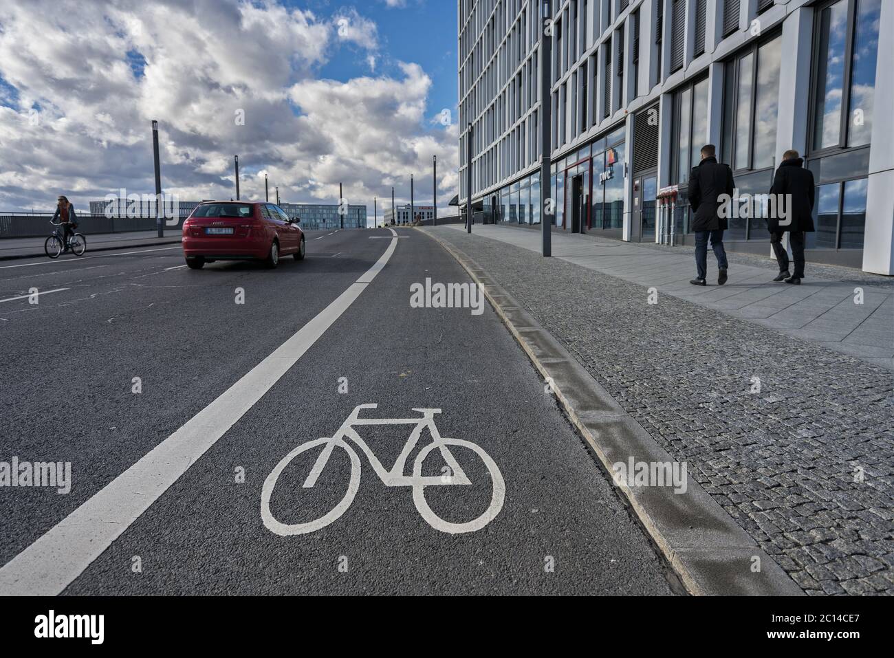 Cycle path in Berlin Stock Photo - Alamy