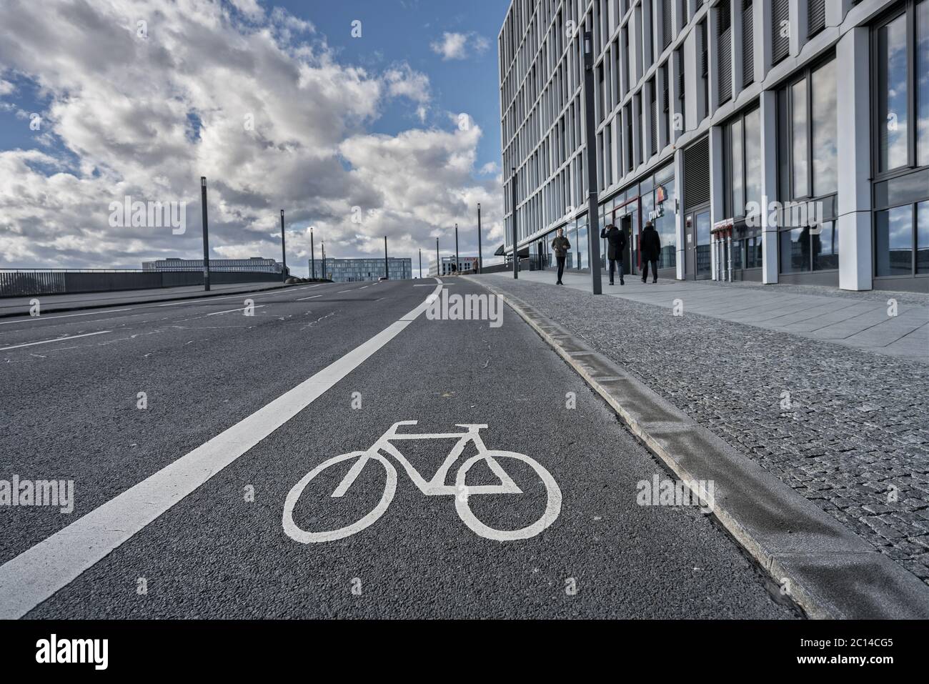 Cycle path in the city Stock Photo - Alamy
