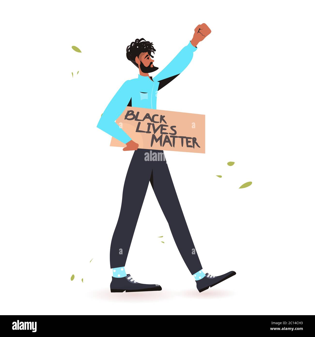 african american man holding black lives matter banner campaign against ...