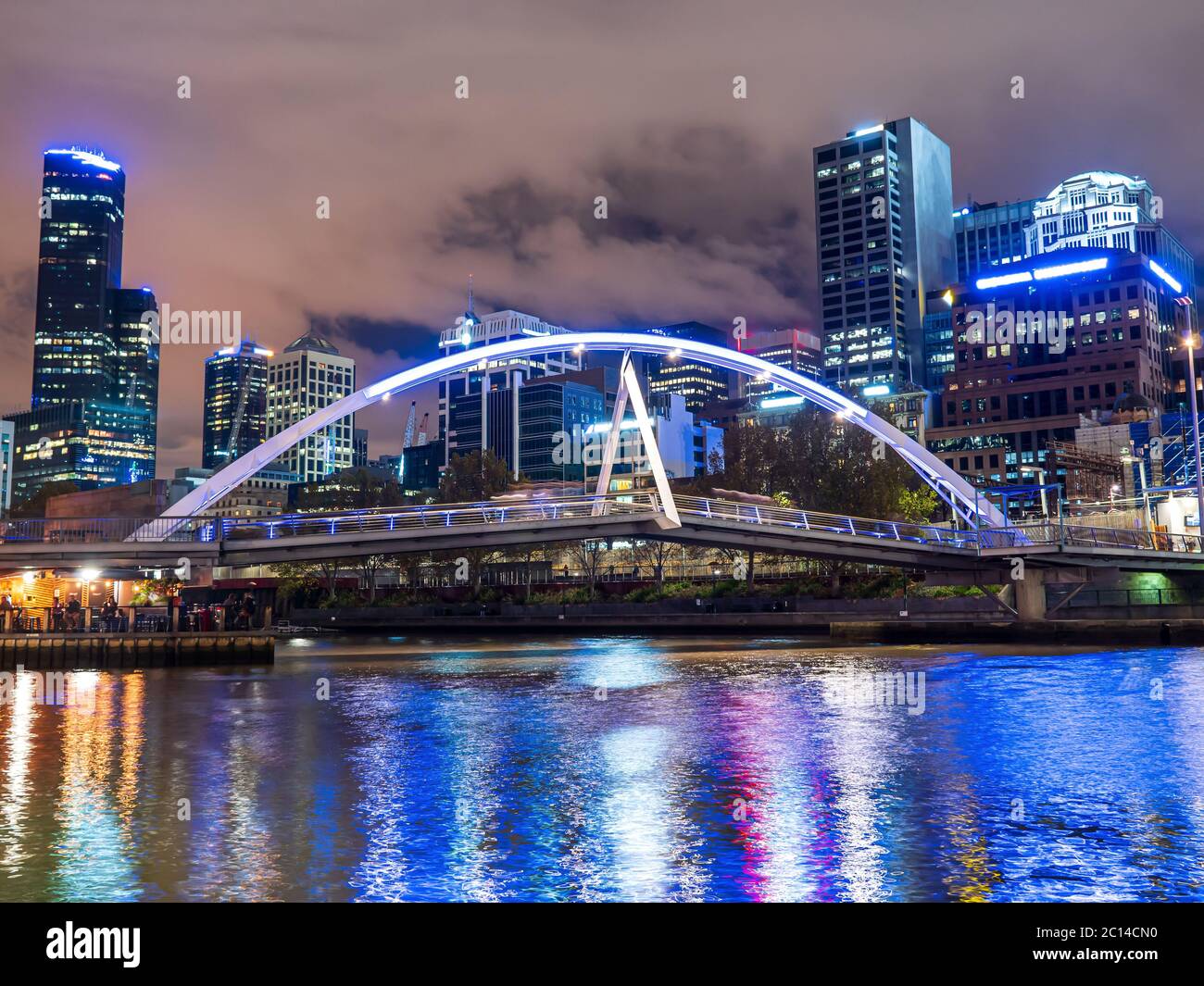 Modern city bridge over the Yarra river in Melbourne, Australia at ...